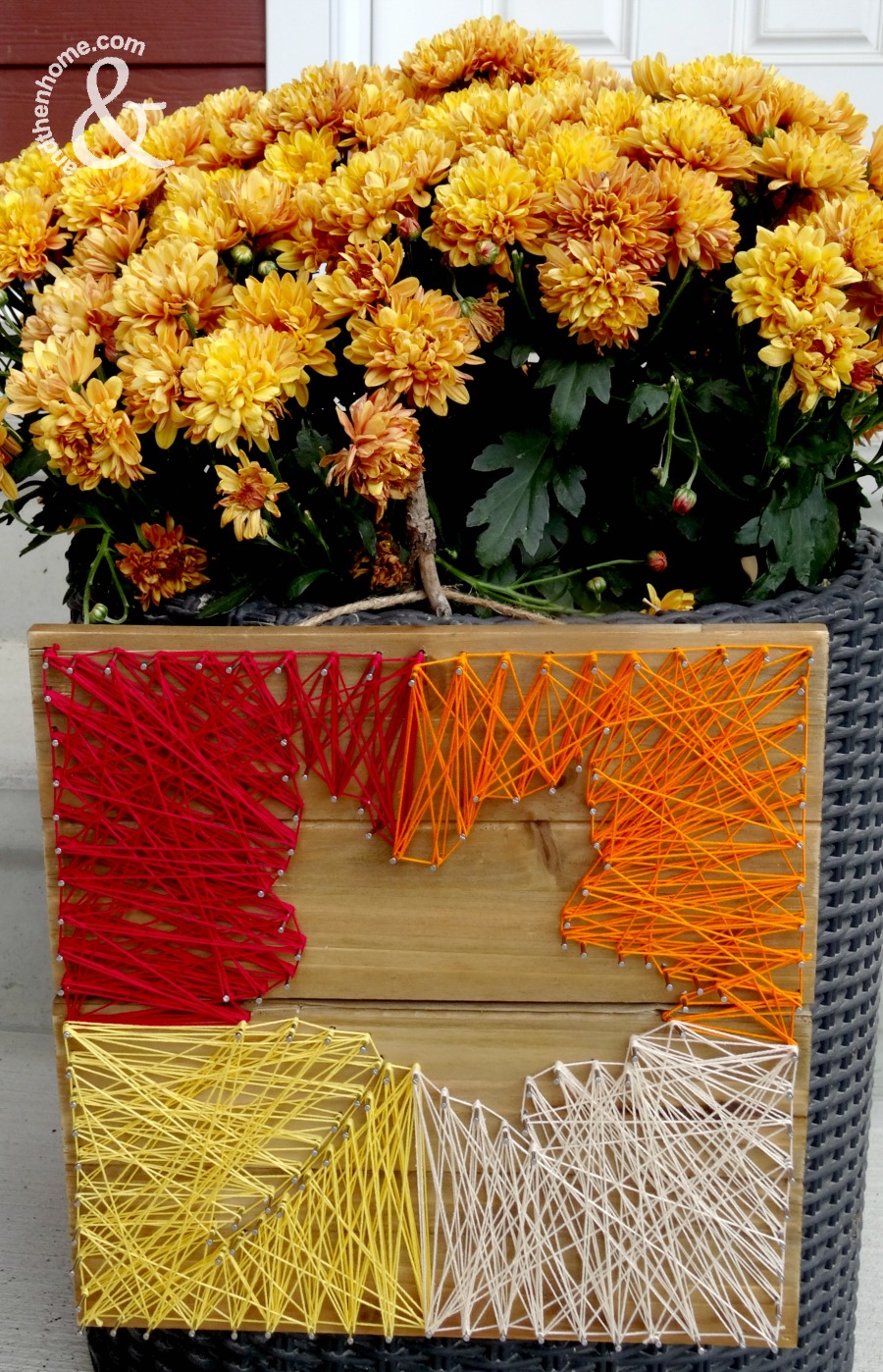 String Art Leaf in Autumn Colours - And Then Home