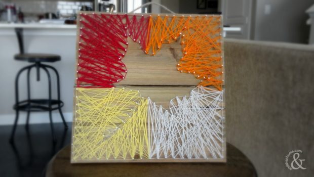 String Art Leaf in Autumn Colours - And Then Home