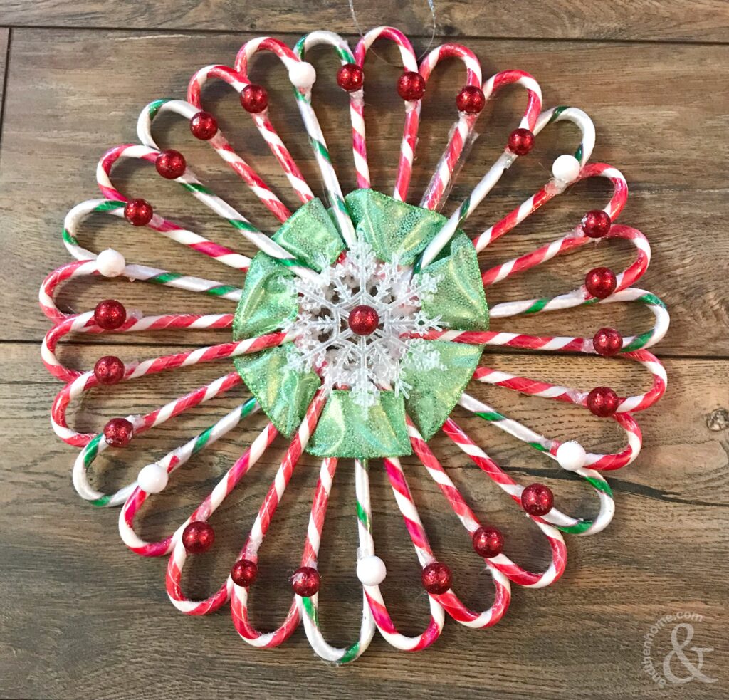 DIY Christmas Candy Cane Wreath - And Then Home