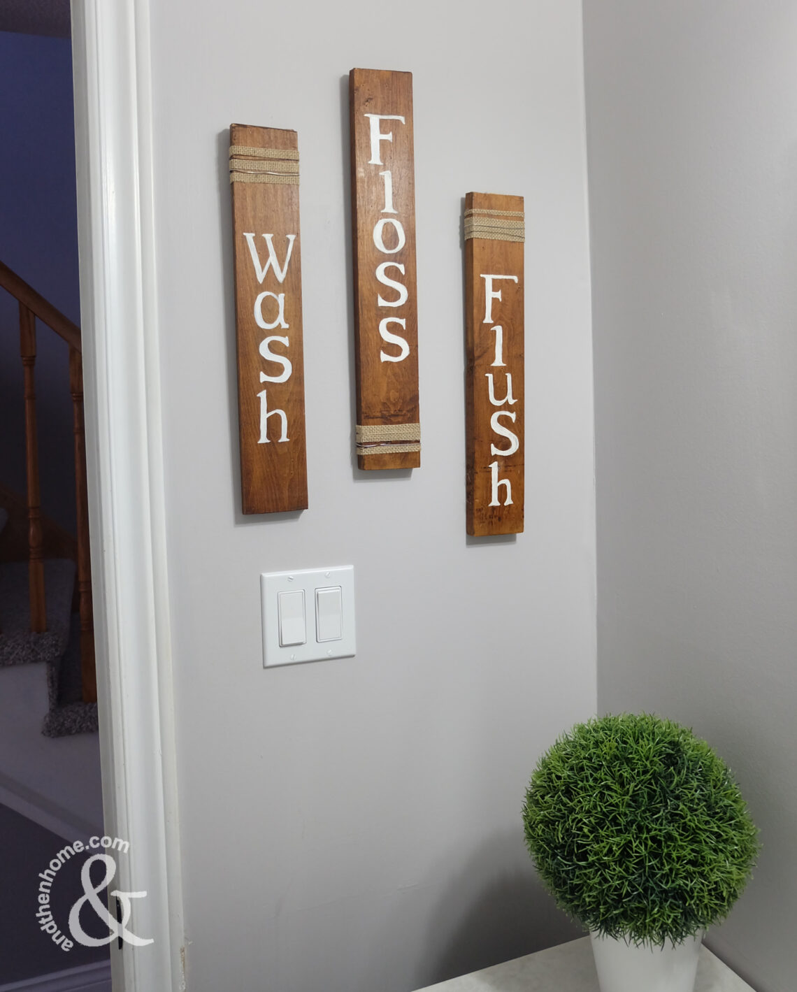 How to create a Fun and Cheap Rustic Bathroom Sign - And Then Home